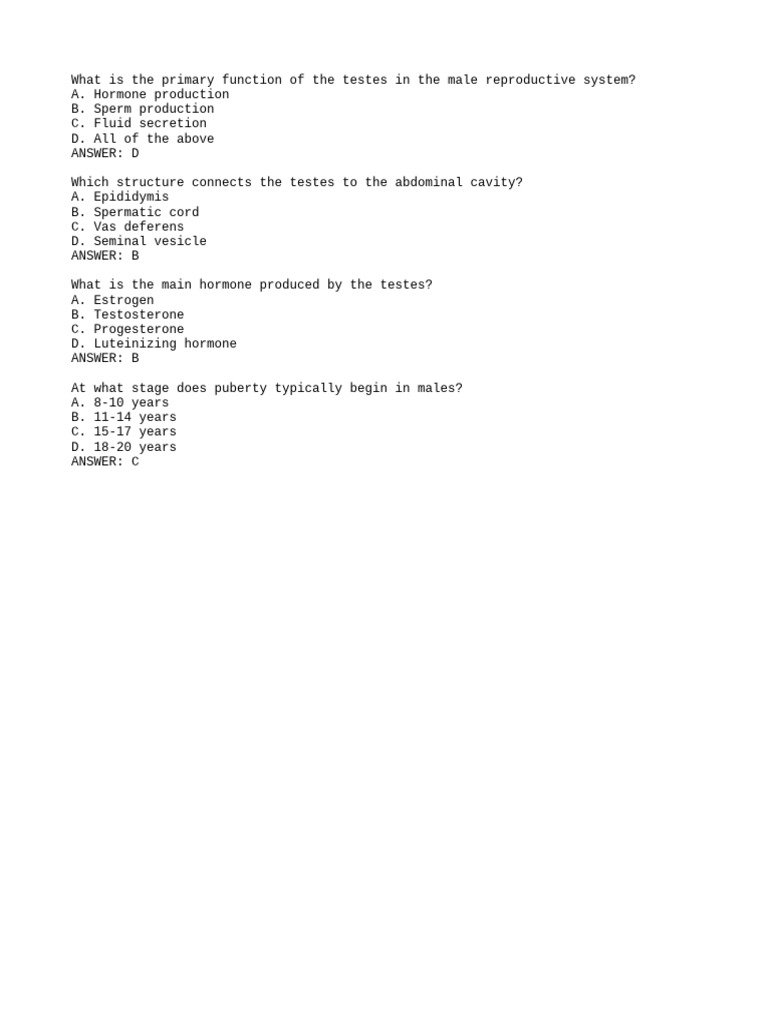 Endocrine Questions Moodle | PDF