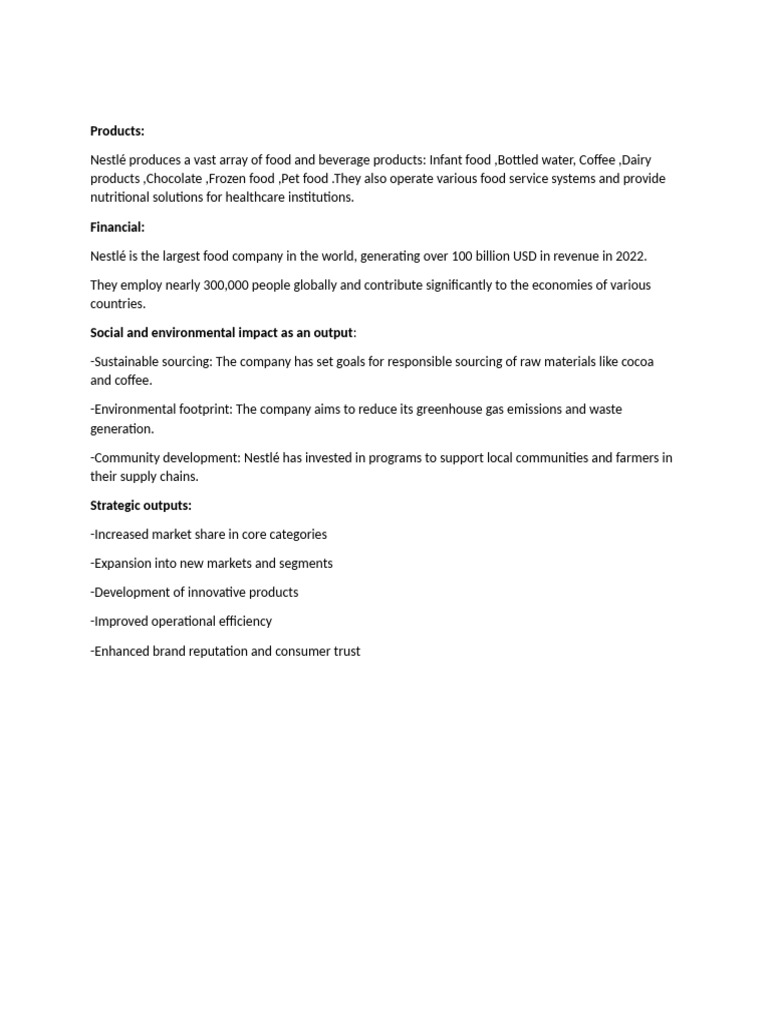 Nestle - Business Strategy | PDF