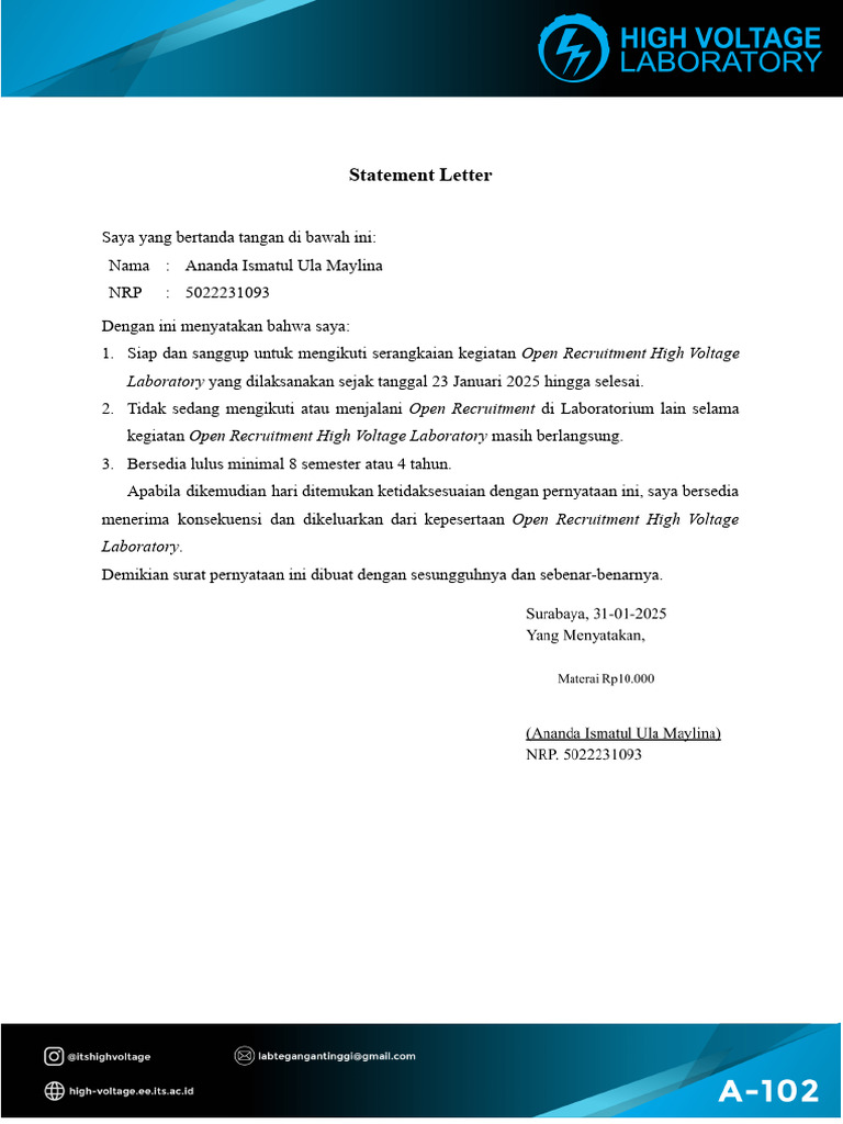 Statement Letter | PDF