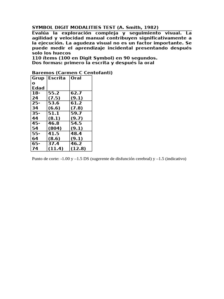 Baremos SDMT Centofanti | PDF