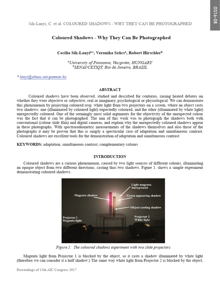 AIC 2019 Jeju OS16-08 - Coloured Shadows - Why They Can Be Photographed | PDF