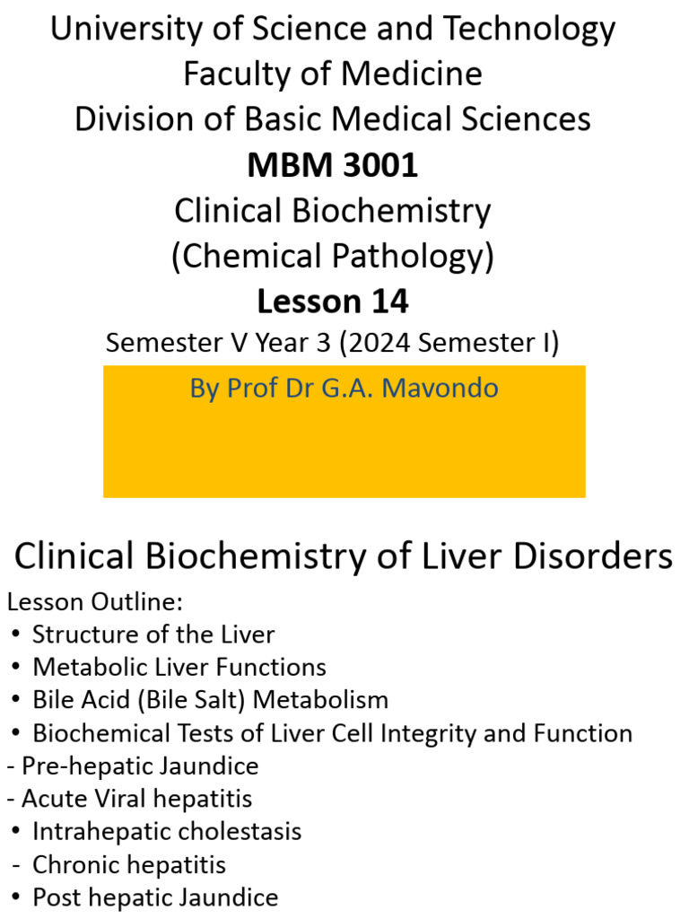Clinical Biochemistry Of Liver Disorders Pdf Hepatitis Liver