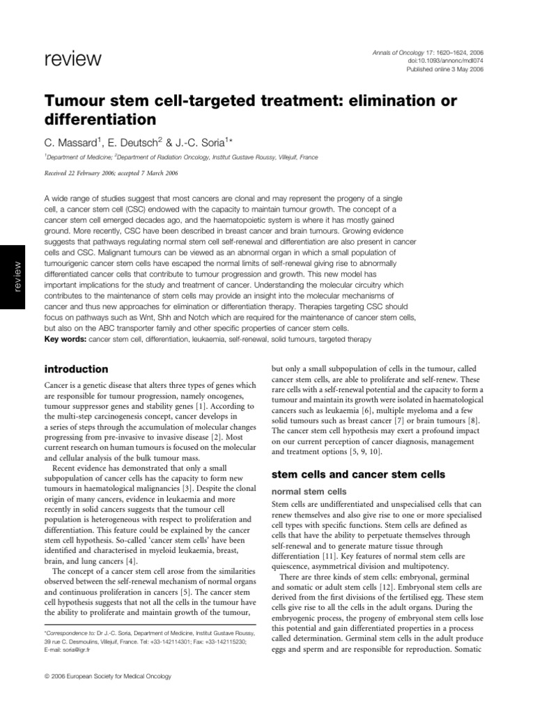 Cancer Stem Cell Therapy Review | PDF | Cellular Differentiation | Stem ...