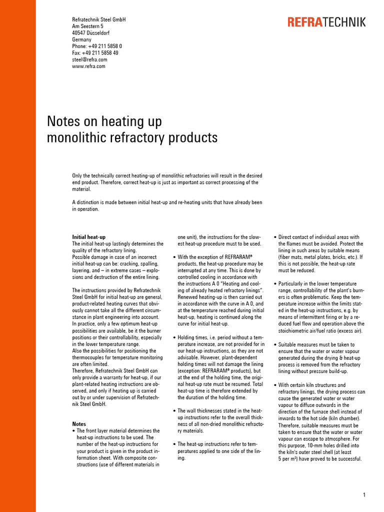 Notes On Heating Up Monolithic Refractory Products En.358.102934 | PDF ...
