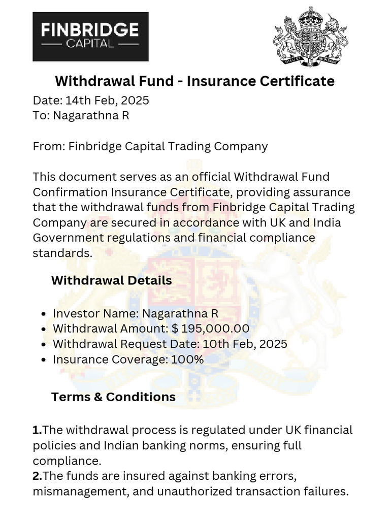 Withdrawal - Insurance - Certificate - Nagarathna R | PDF