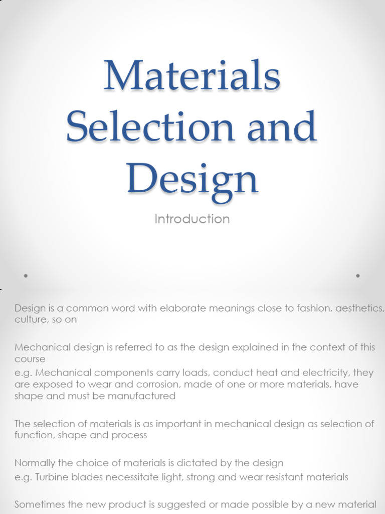 Materials Selection and Design - Course 1 Introduction | PDF | Metals | Ceramics
