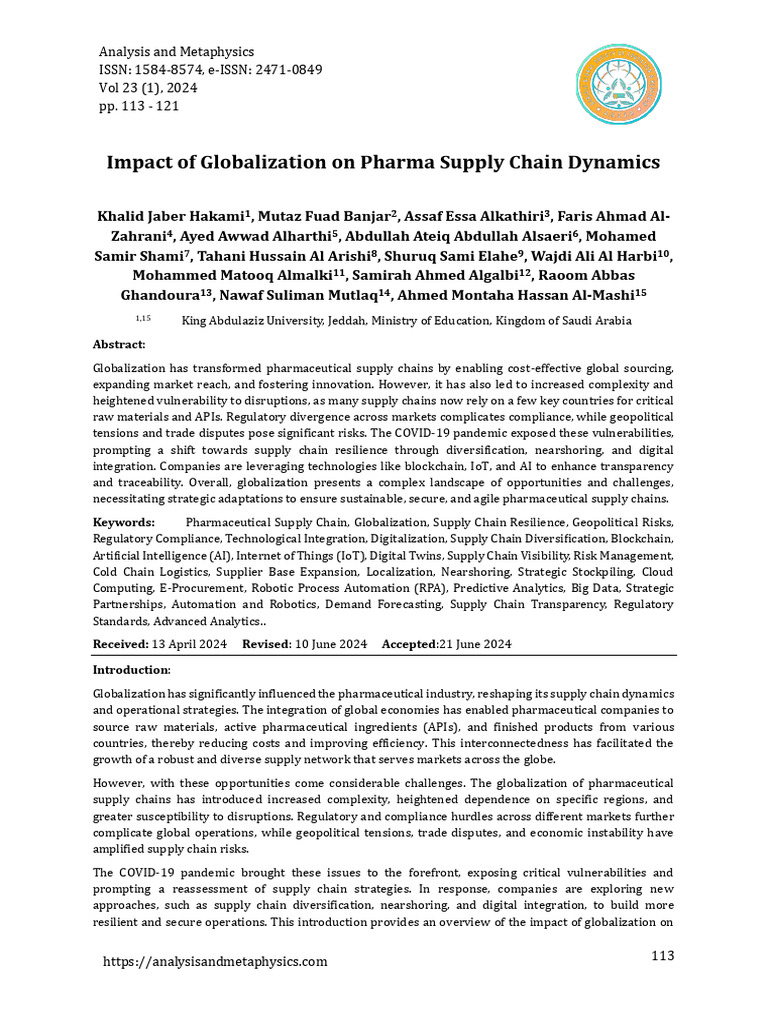 Pharma Supply Chain Global Impact | PDF | Supply Chain | Supply Chain ...