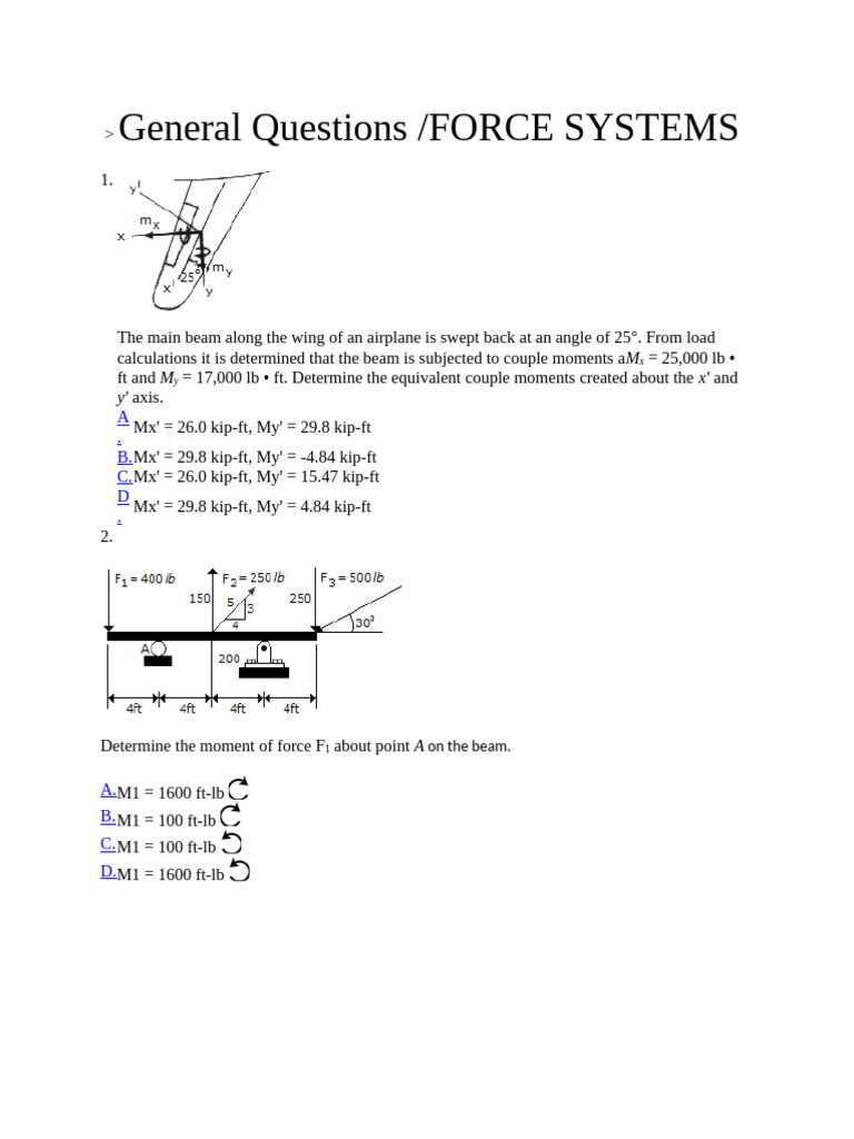 exercise in force systems | PDF | Force | Euclidean Vector