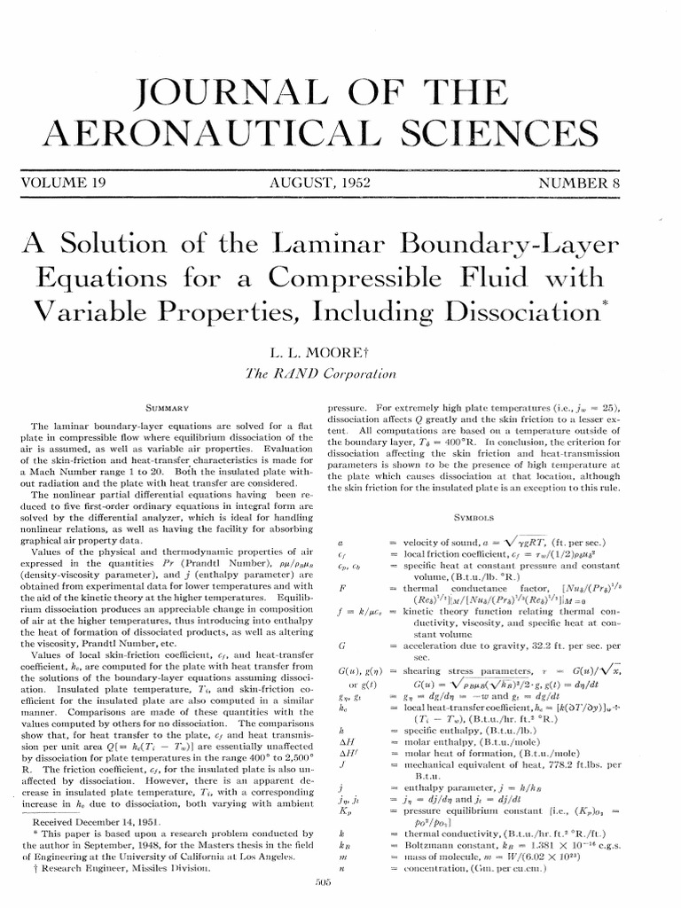 A Solution of The Laminar Boundarylayer Equations For A Compress 1952 | PDF | Boundary Layer ...