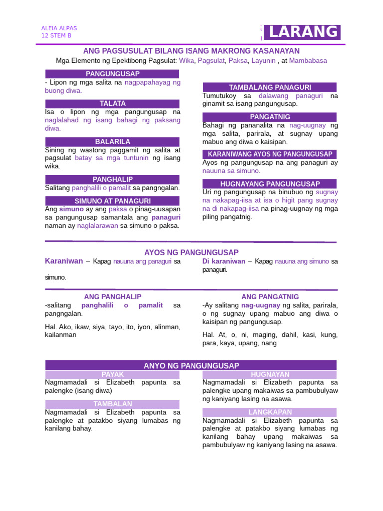 Piling Larang Reviewer | PDF
