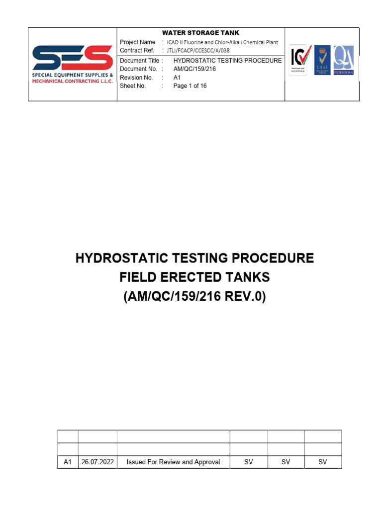 Hydrotesting Procedure | PDF | Specification (Technical Standard ...