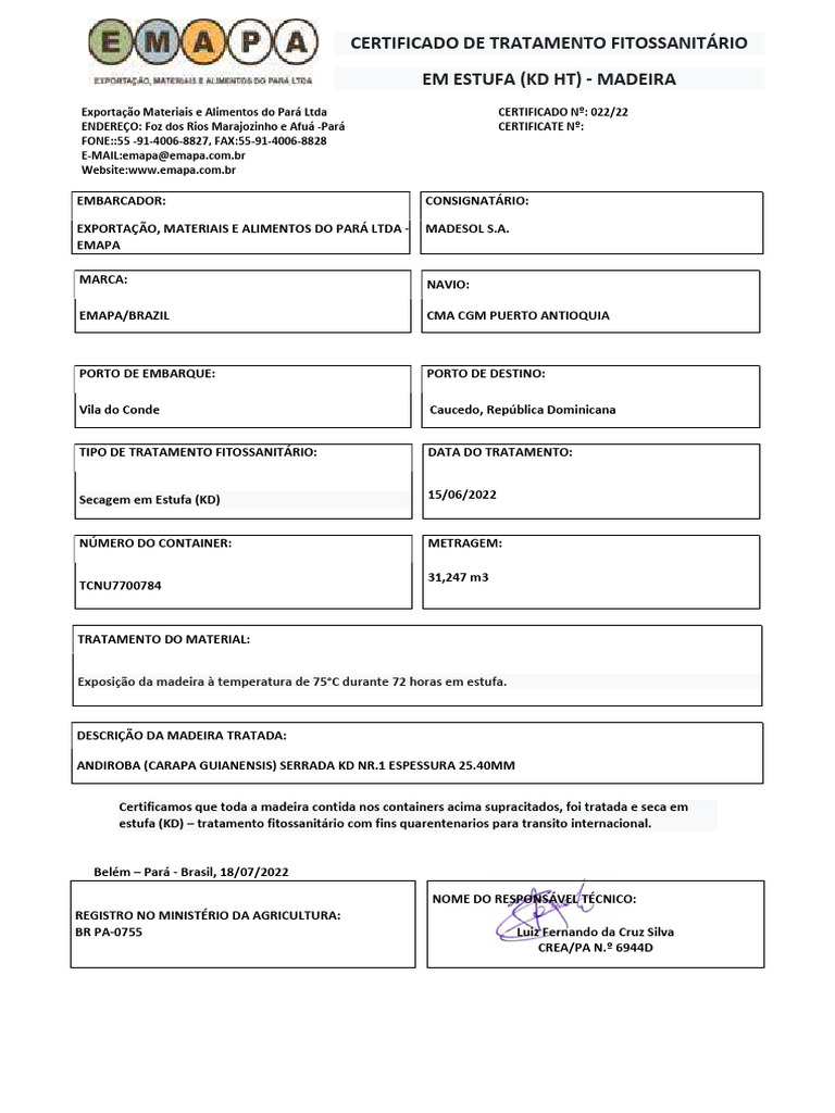 Certificado Emapa | PDF