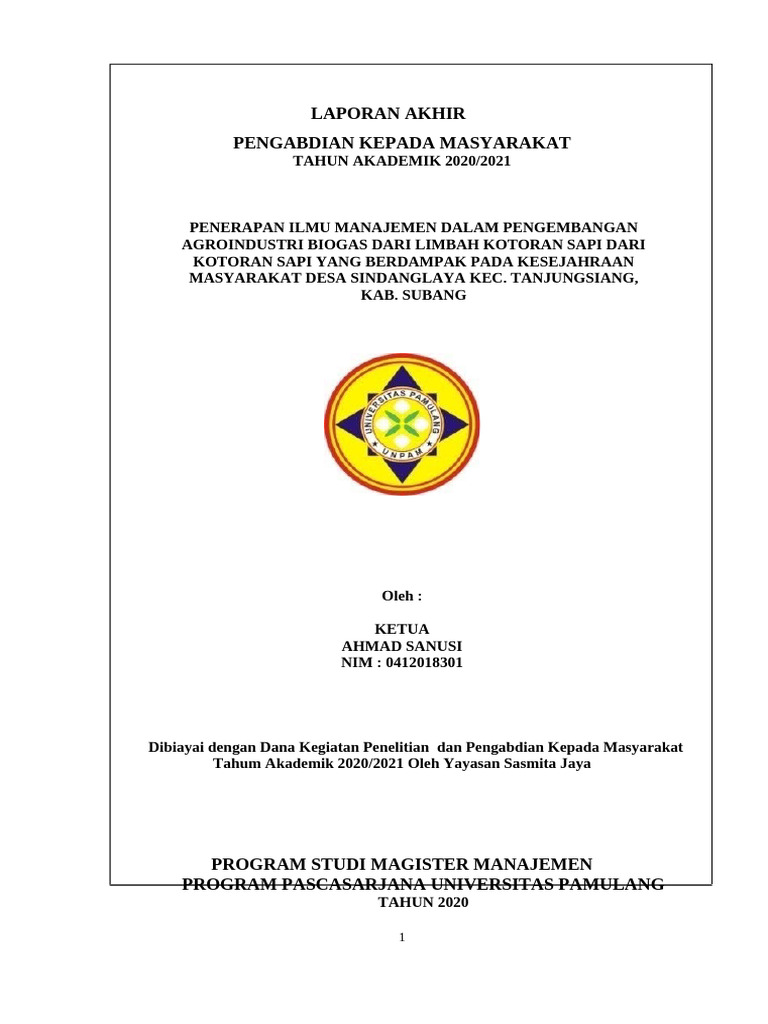 Contoh Laporan PKM | PDF