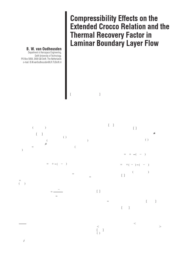 Compressibility Effects On The Extrended Crocco Relation and The Thermal Recovery Factor in ...