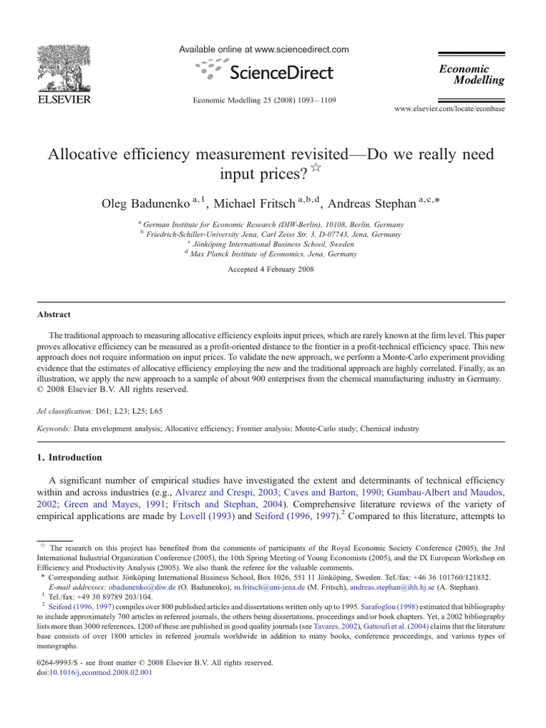 (23.7) Allocative Efficiency Measurement Revisited-Do We Really Need ...