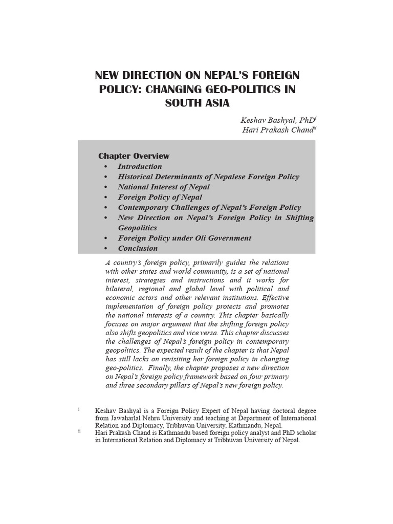 Dr. Hari Prakash Chand and Dr. Keshav Bashyal Book Chapter | PDF | Nepal | Geopolitics