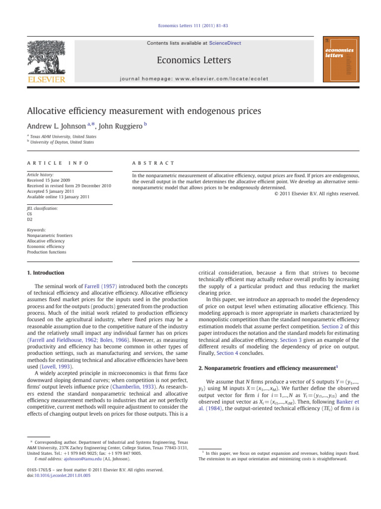 (23.10) Allocative Efficiency Measurement With Endogenous Prices | PDF ...