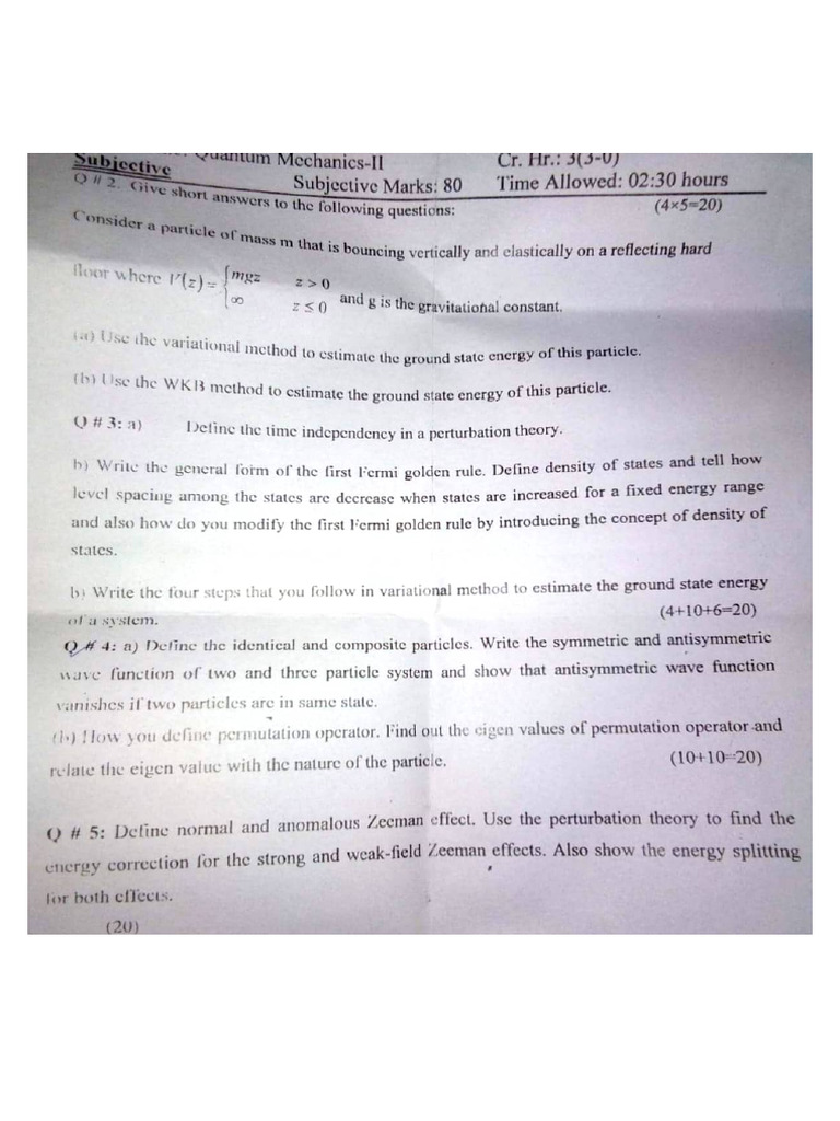 Quantum Mechanics 2 Paper Solution | PDF