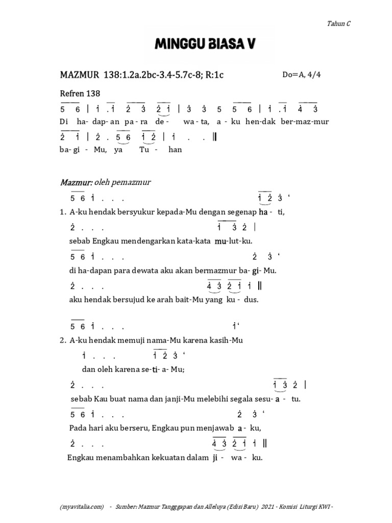 Mazmur 138: Puji Syukur dan Janji Tuhan | PDF