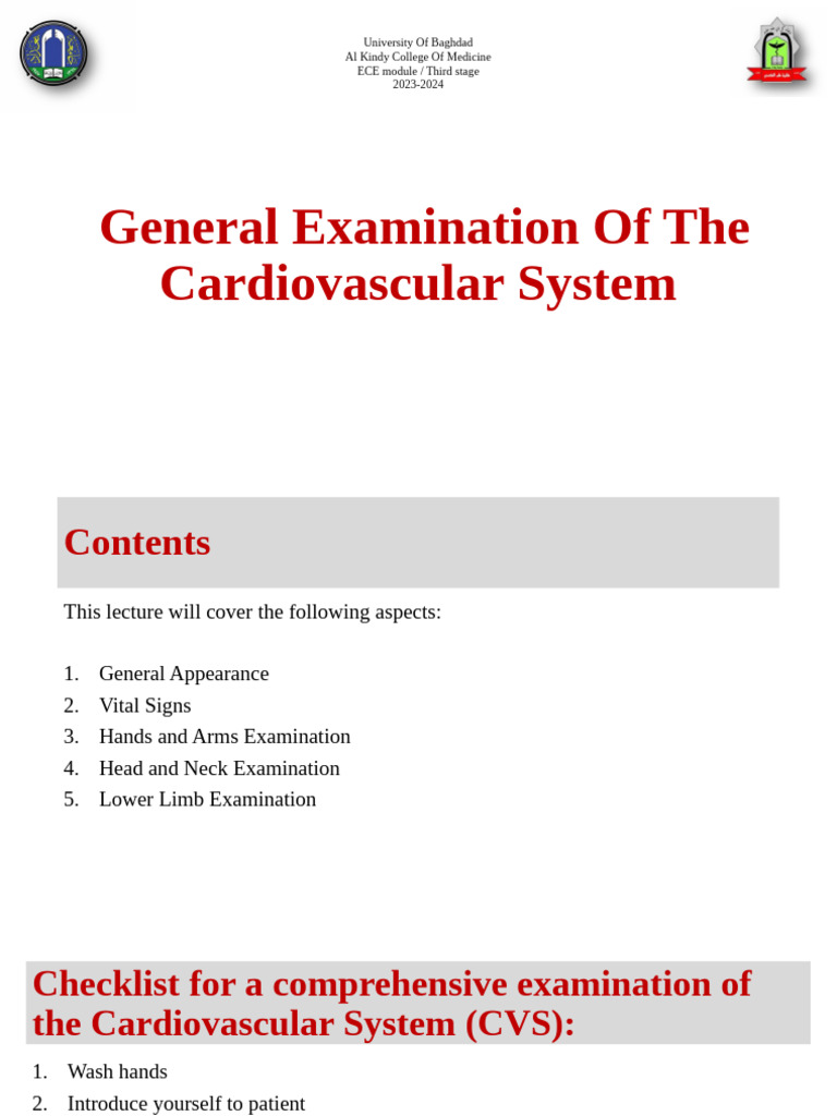 CVS General Examination Guidelines | PDF | Pulse | Vein