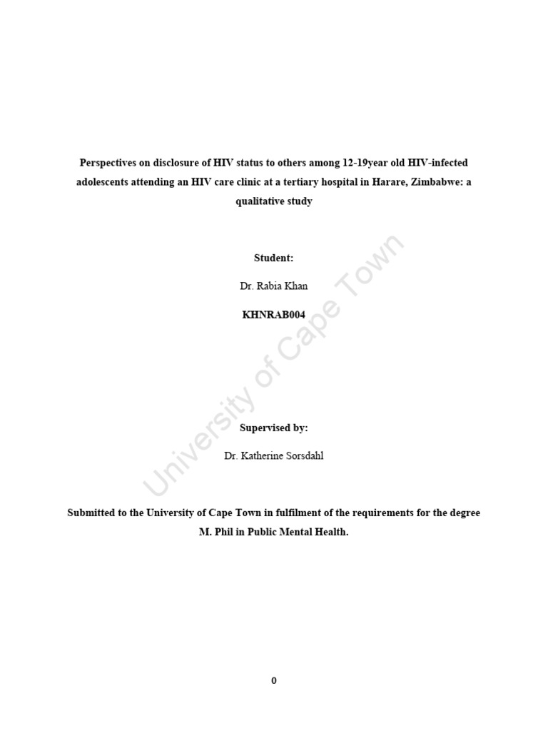 Thesis HSF 2015 Khan Rabia | PDF | Hiv/Aids | Social Stigma