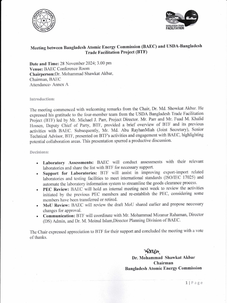 BAEC Signed Meeting Minutes | PDF