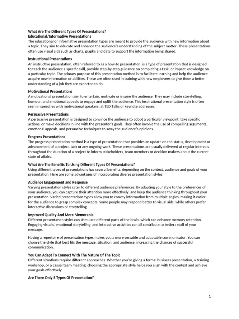 What Are The Different Types of Presentations | PDF
