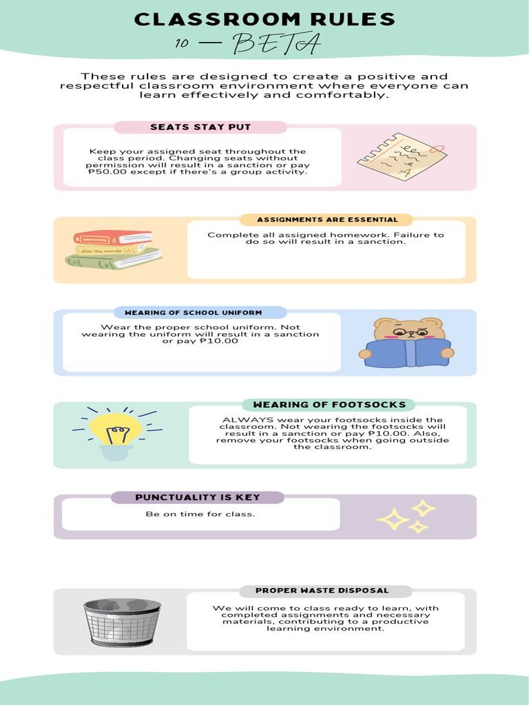 Classroom Rules Infographic in Colorful Pastel Cute Style_20240928 ...