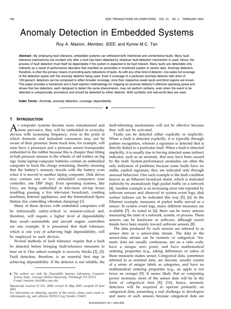 Anomaly Detection in Embedded Systems | PDF | Markov Chain | Type I And Type Ii Errors