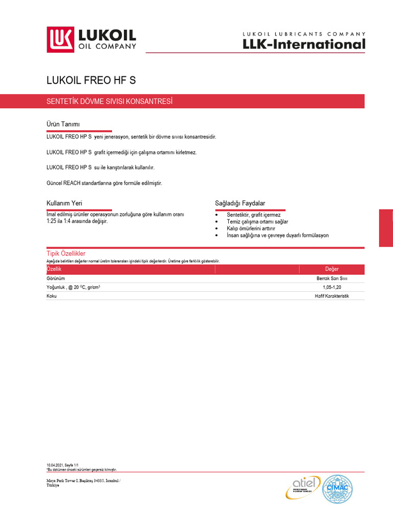 TDS - Lukoil Freo HF S | PDF