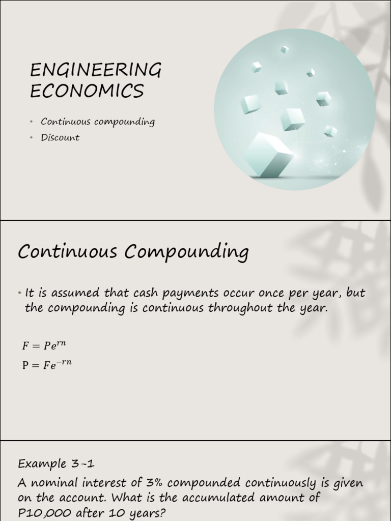 Continuous Compounding in Engineering Economics | PDF | Compound ...