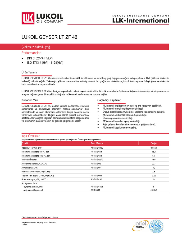 TDS - Lukoil Geyser LT ZF 46 | PDF