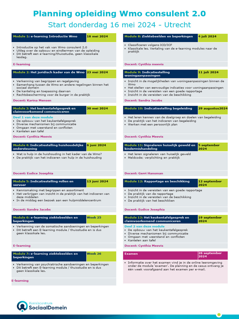 Planning - Opleiding - Wmo - Consulent - 16mei24.utrecht 11 | PDF
