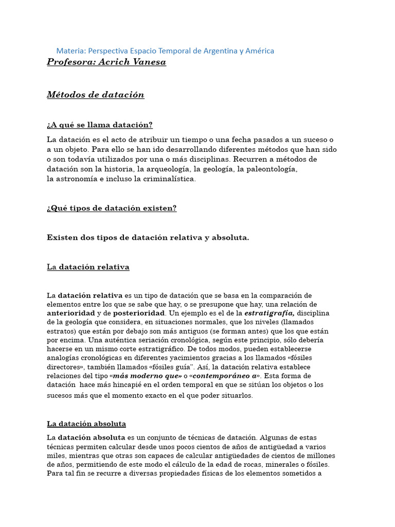 Métodos de Datación en Ciencias | PDF | Ciencias de la Tierra