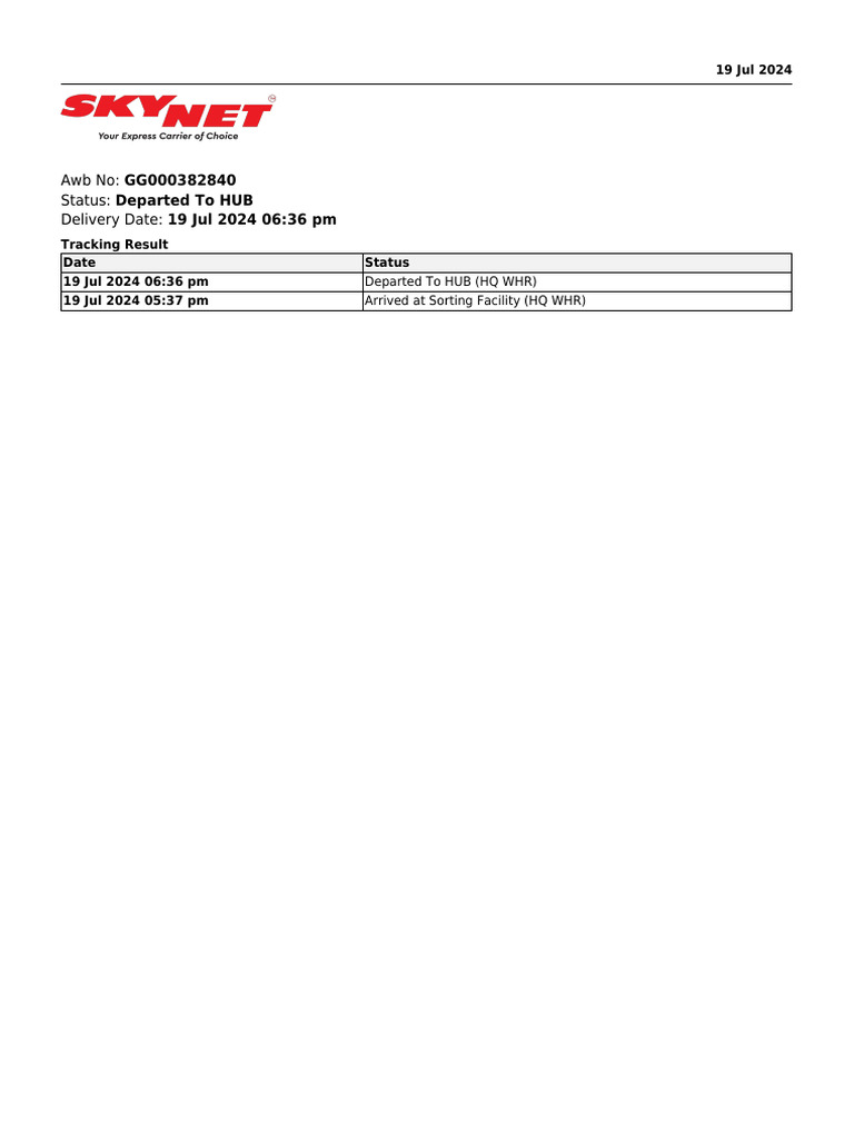Awb Tracking 20240719 | PDF