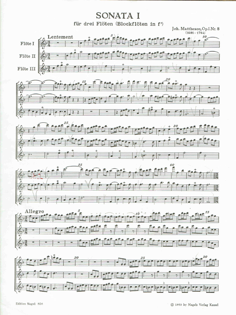 Mattheson - Sonata I Op.1 NR 8 | PDF
