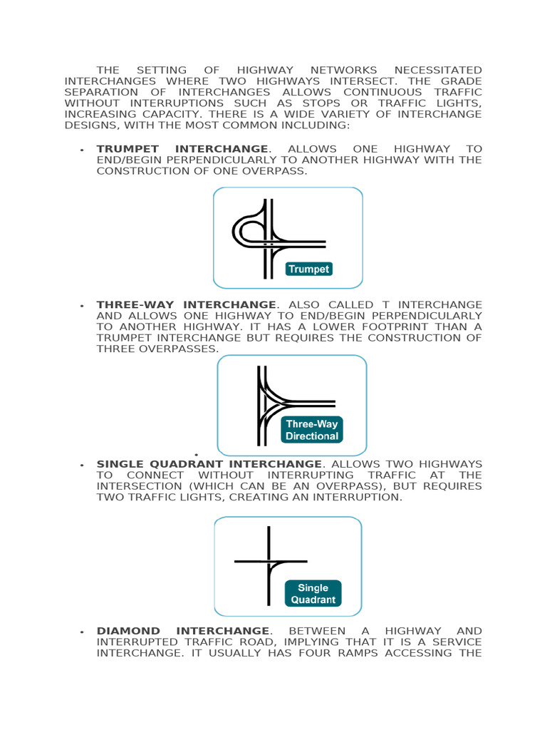 Overview of Quadrant Interchange Designs | PDF