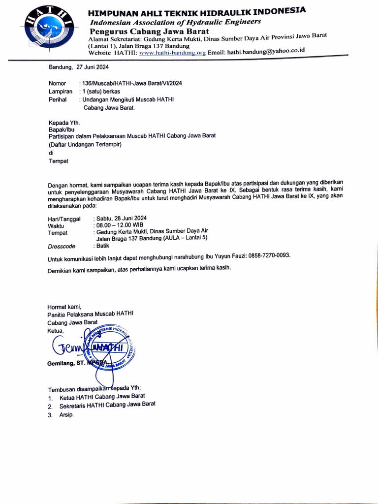 Undangan Muscab HATHI Jabar 2024 | PDF