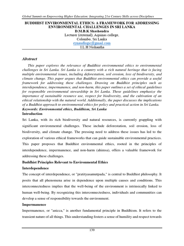 BUDDHIST_ENVIRONMENTAL_ETHICS_A_FRAMEWORK | PDF | Sustainability ...