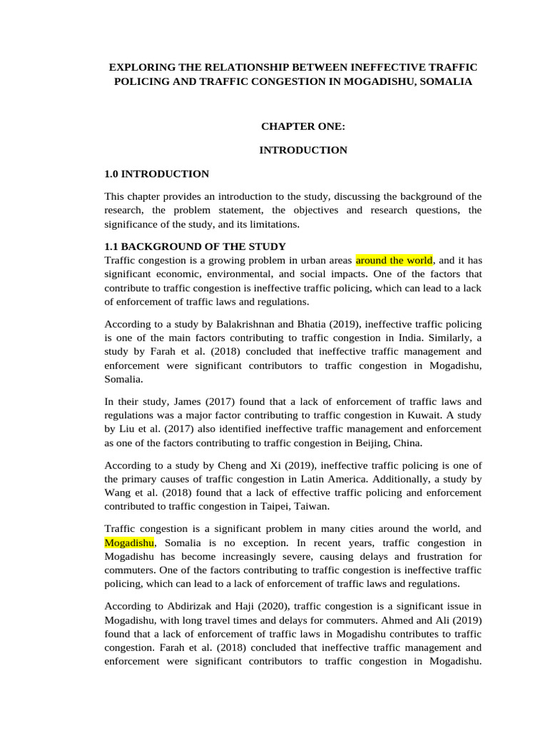 CHAPTER ONE. Writing Guide | PDF | Traffic | Traffic Congestion