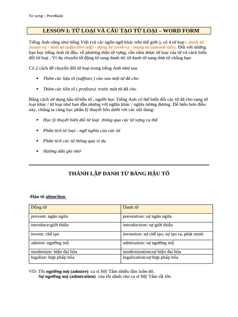T V NG - L P IELTS Pre+Basic | PDF