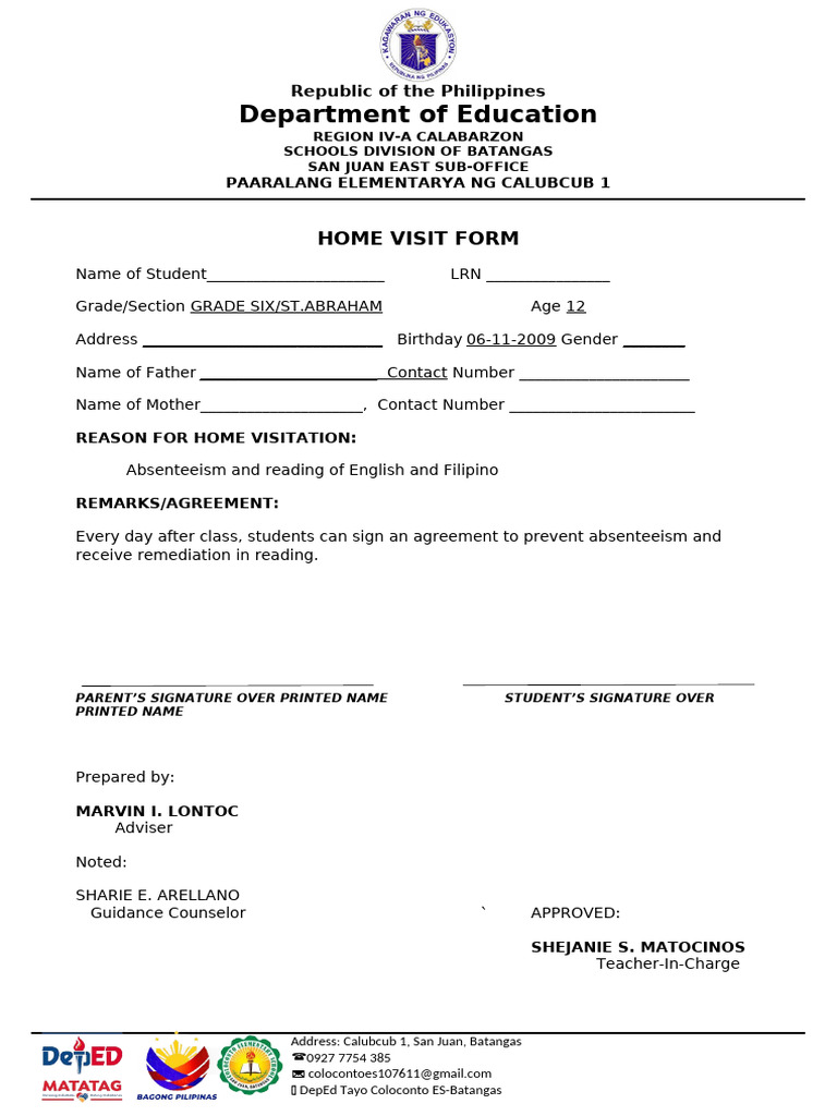 Home-Visitation-Form 2 | PDF