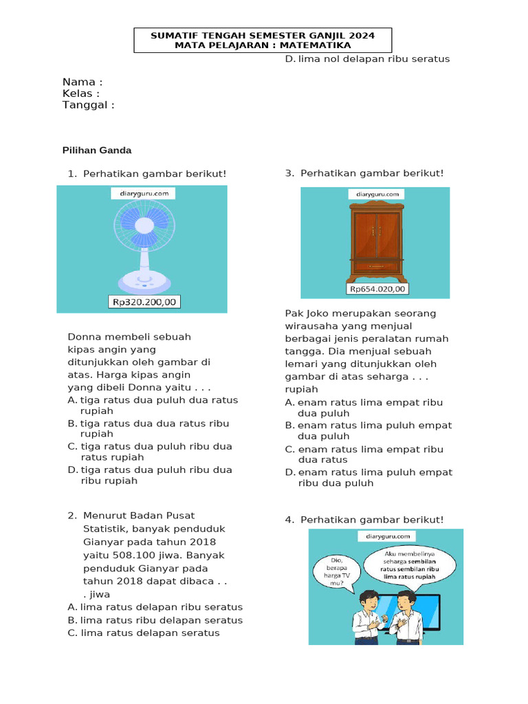 Contoh Soal MTK | PDF