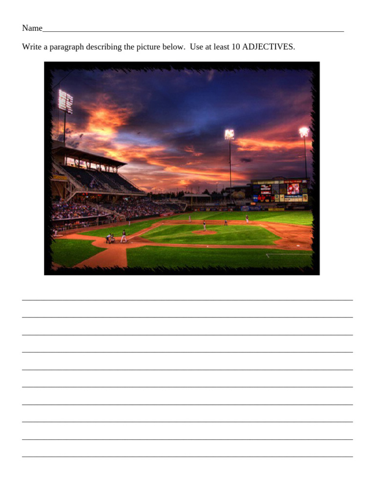 Name Write A Paragraph Describing The Picture Below. Use at Least 10 ...