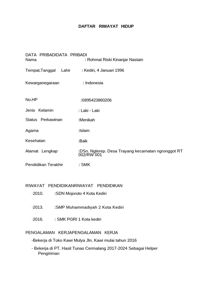 DAFTAR RIWAYAT Riski | PDF