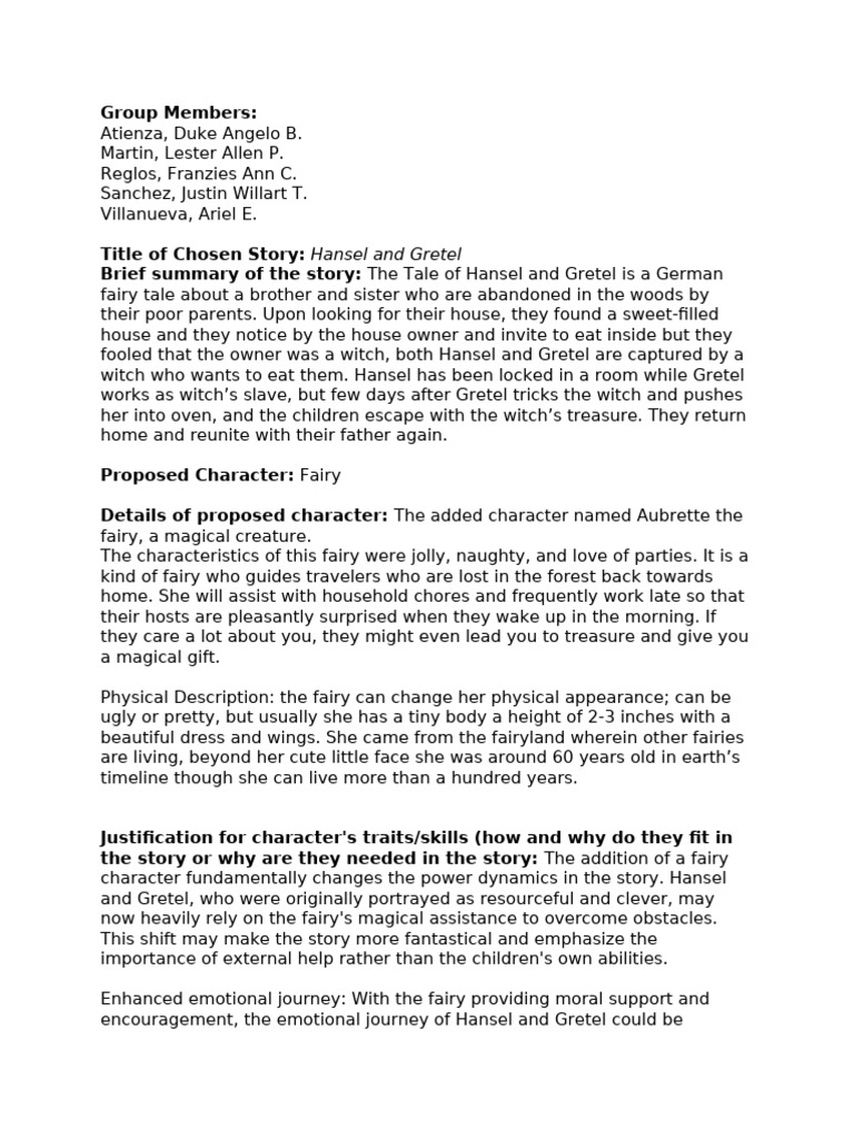 OBE 2 - Module 1 - Character - Group 5 - H&G | PDF | Hansel And Gretel ...