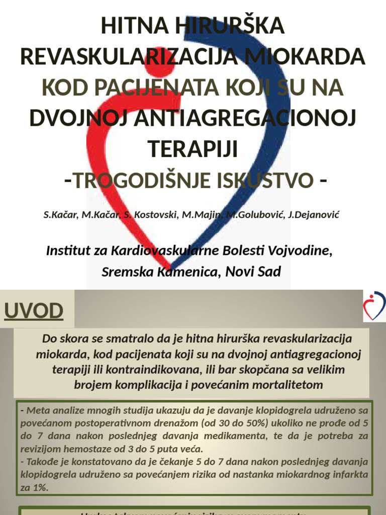 Hitna Hirur - Ka Revaskularizacija Miokarda Kod Pacijenata Na Dvojnoj | PDF