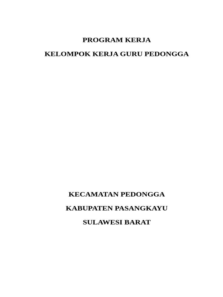 Program Kerja Kkg Pedongga Pdf