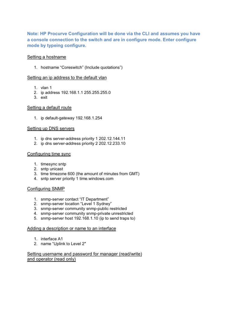 Hp Procurve Advanced Cli Commands Reference Pdf Router Computing Port Computer Networking