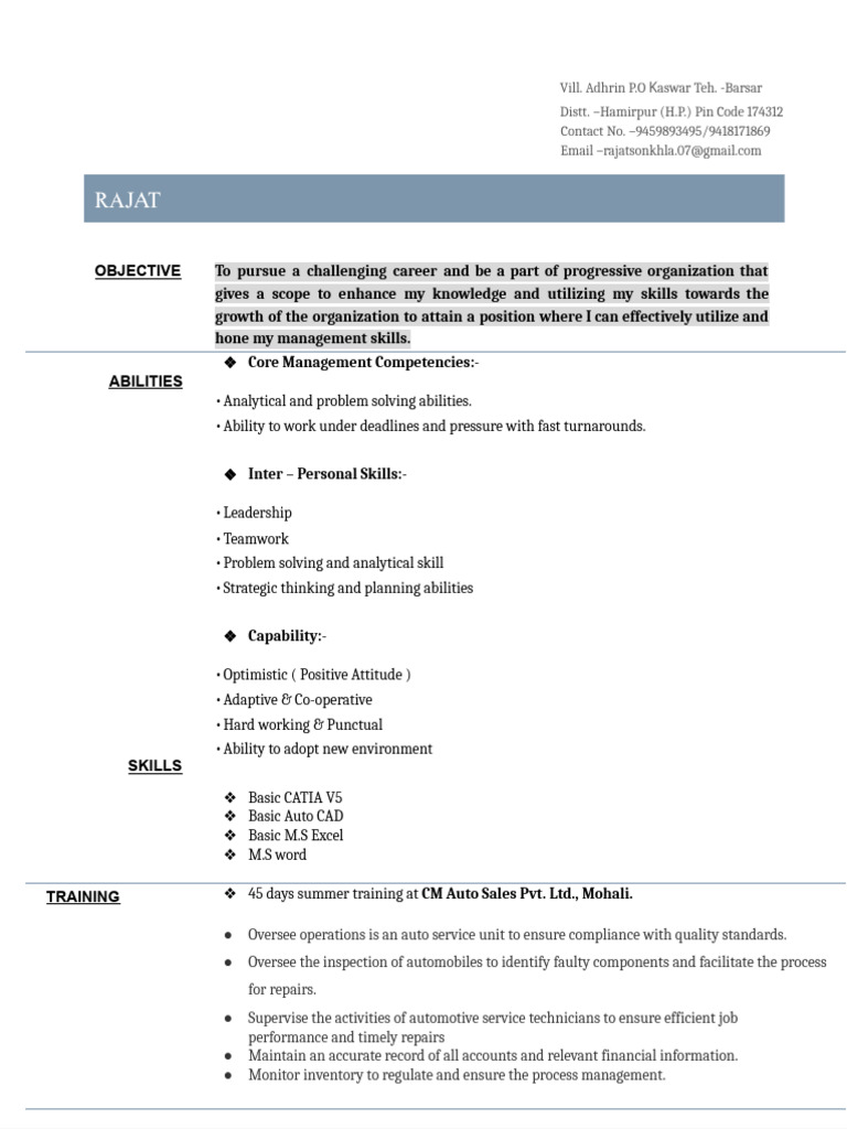 Rajat CV-1 | PDF
